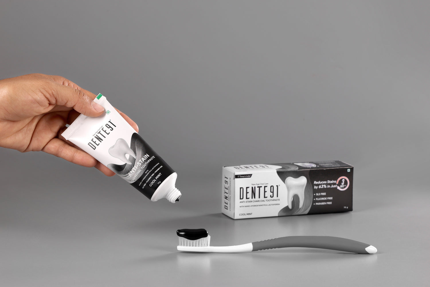 Dente91 Anti-Stain Charcoal Toothpaste - Teeth Whitening & Stain Removal