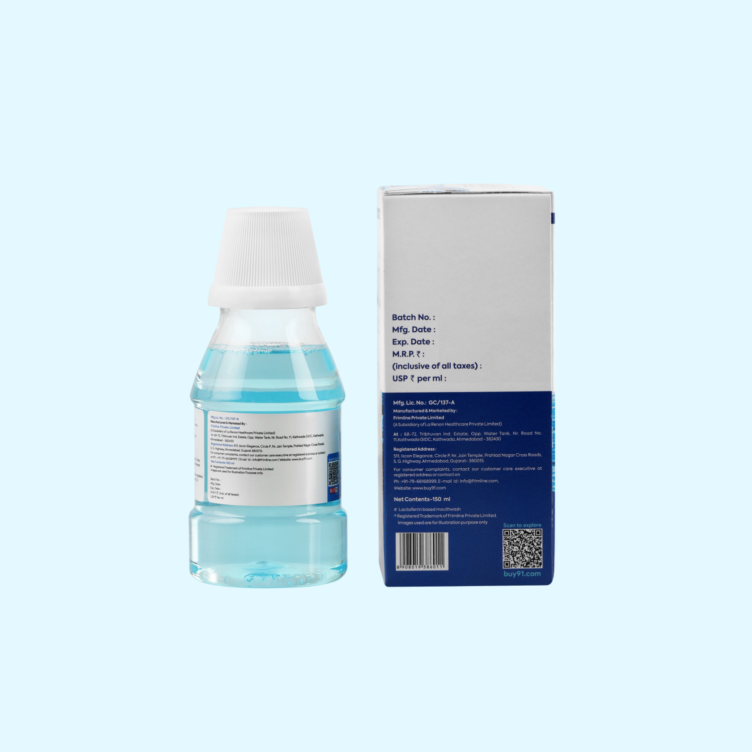 Buy Dente91 Cool Mint Mouthwash - No Alcohol & No Burning Sensation
