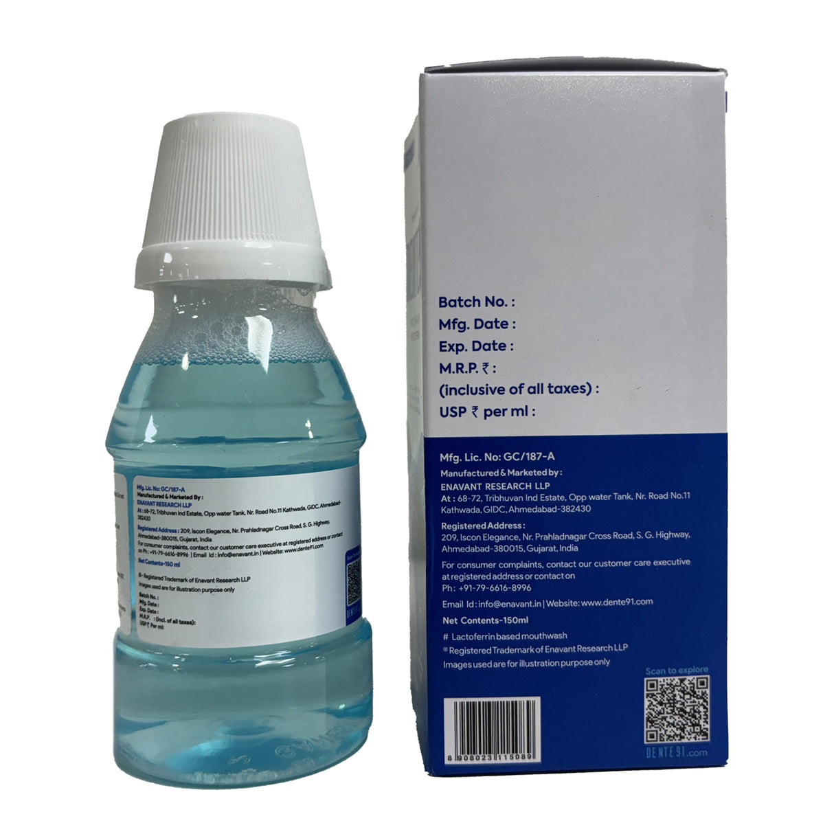 Buy Dente91 Cool Mint Mouthwash - No Alcohol & No Burning Sensation